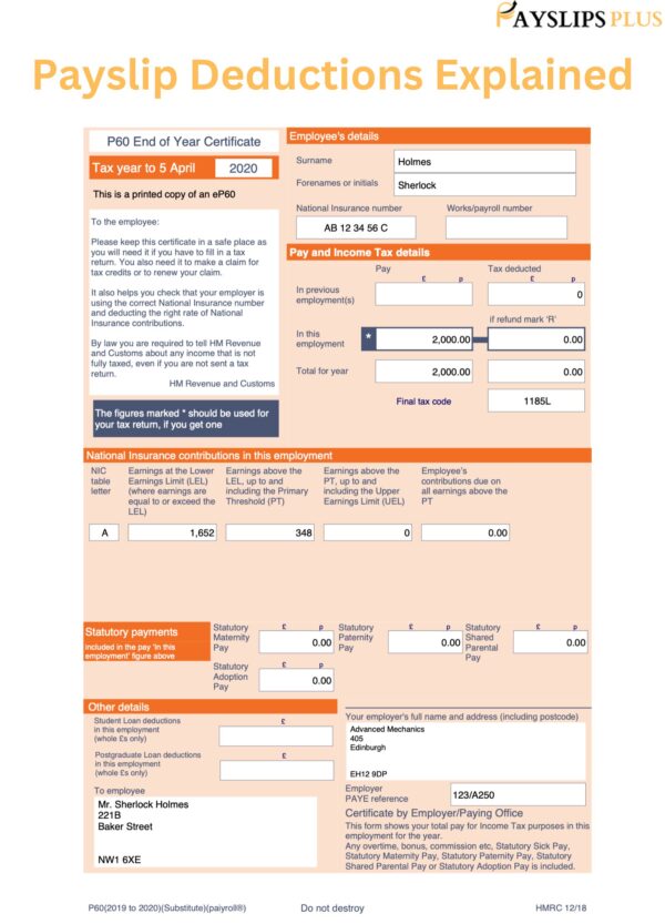 Payslip Deductions Explained - Payslips-plus