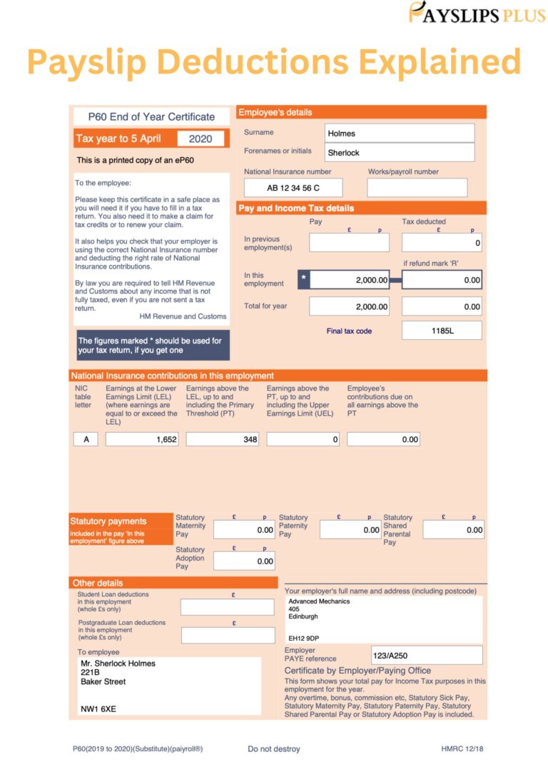 Payslip Deductions Explained - Payslips-plus
